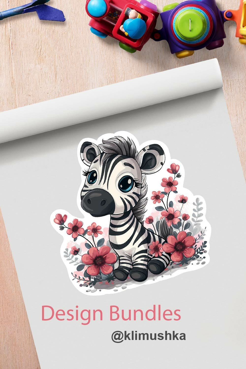 Sticker spring zebra| Flowers zebra sticker