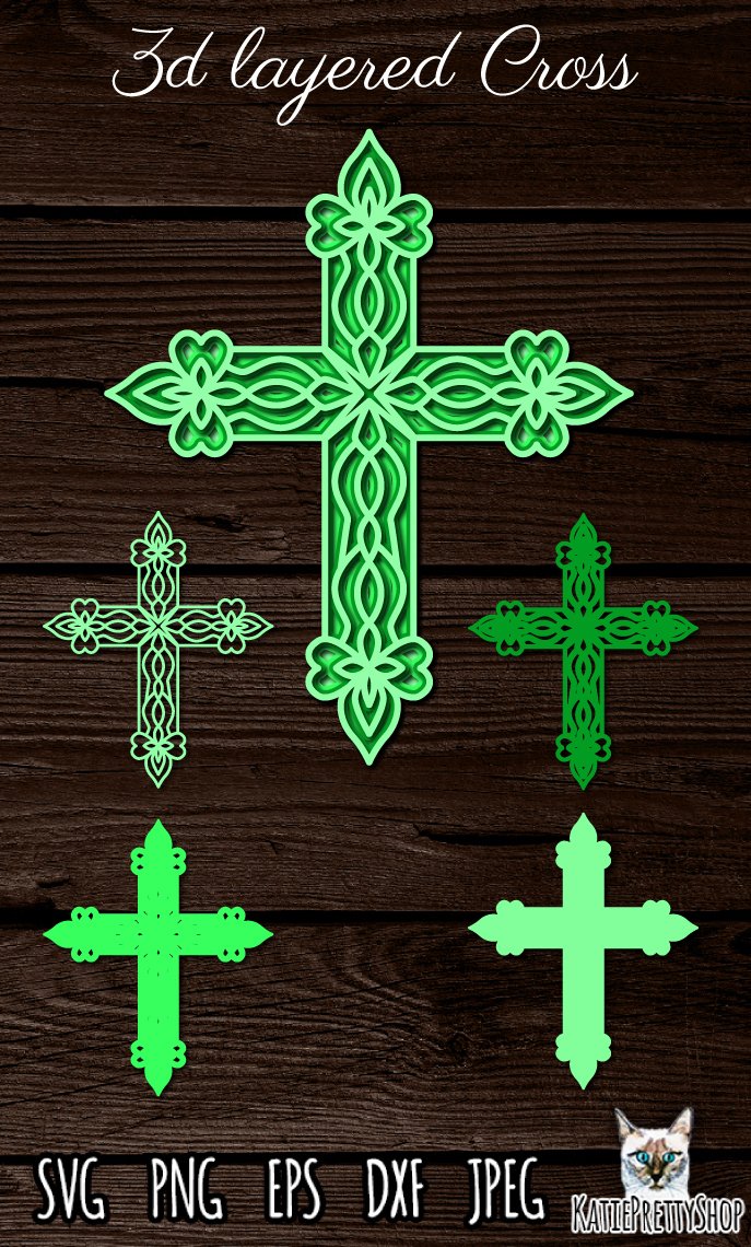3d layered Cross svg, multilayered SVG, laser cut (1341076)
