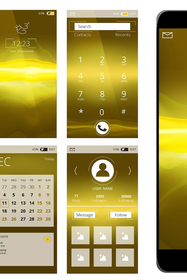 Mobile app ui. Web interface template for smartphone interne