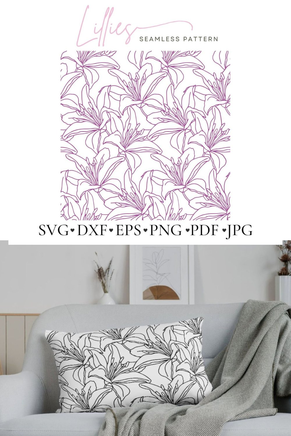 Lily Flower Seamless Pattern for Cut