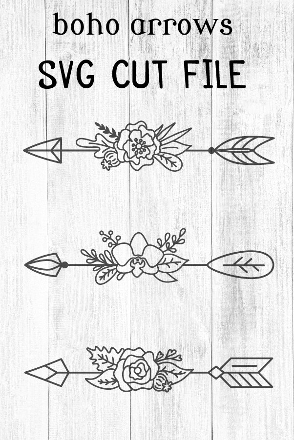 Arrow svg cut files. Boho arrow, dividers svg, flower arrow.