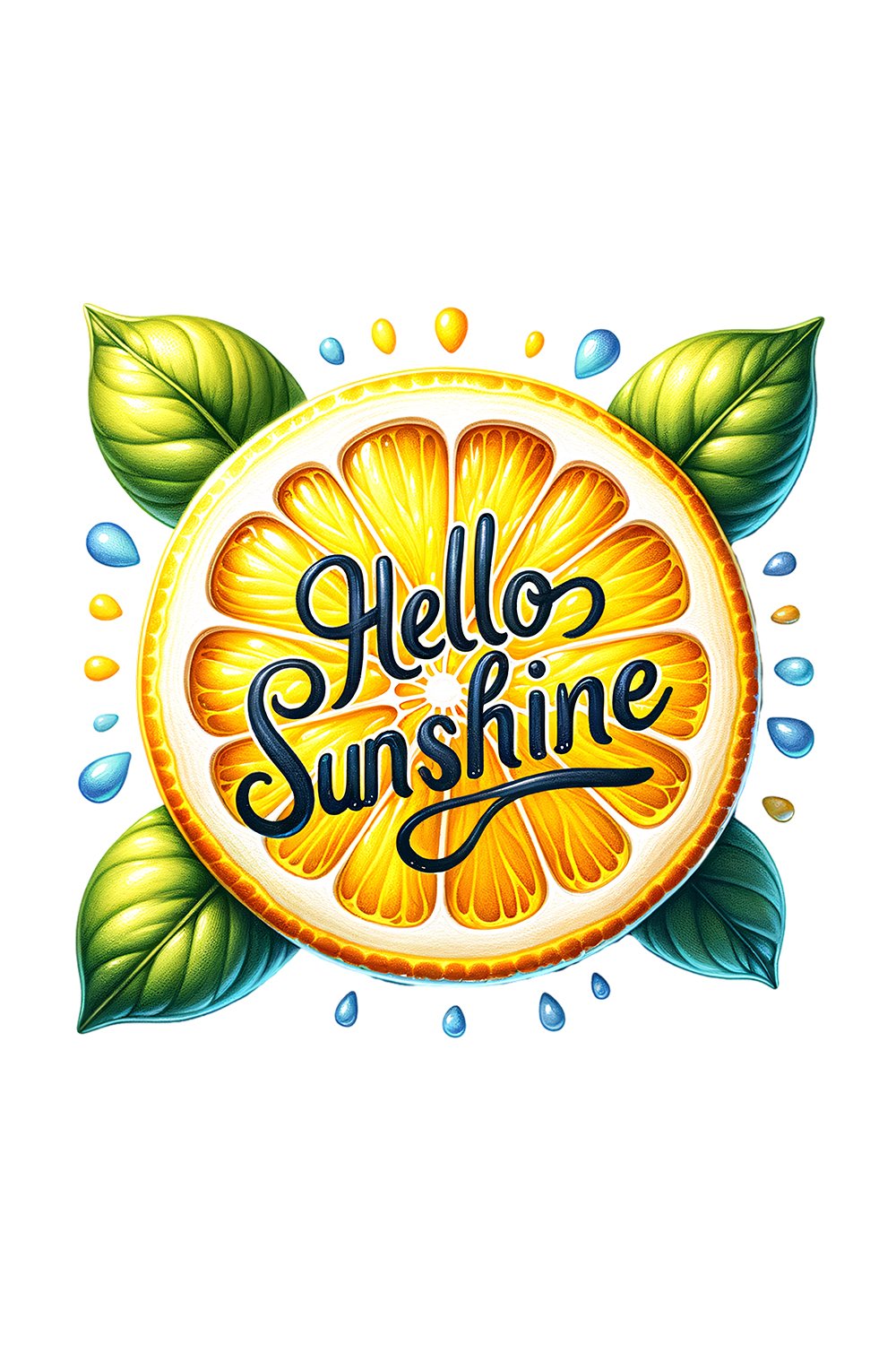 Hello Sunshine Lemon Slice Clipart Sublimation PNG (3777057)