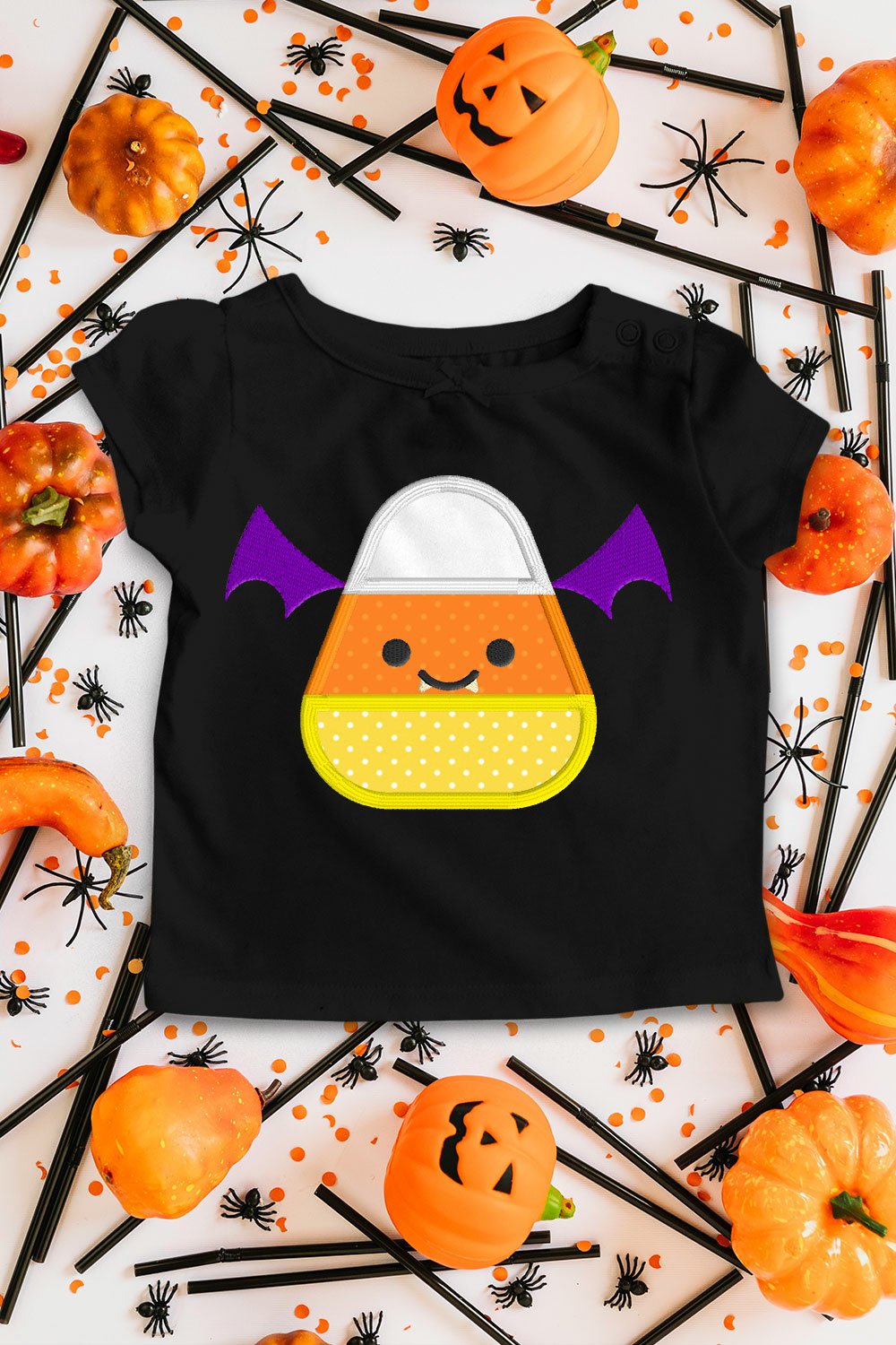 Spooky Candy Corn Vampire Bat Halloween Applique Embroidery