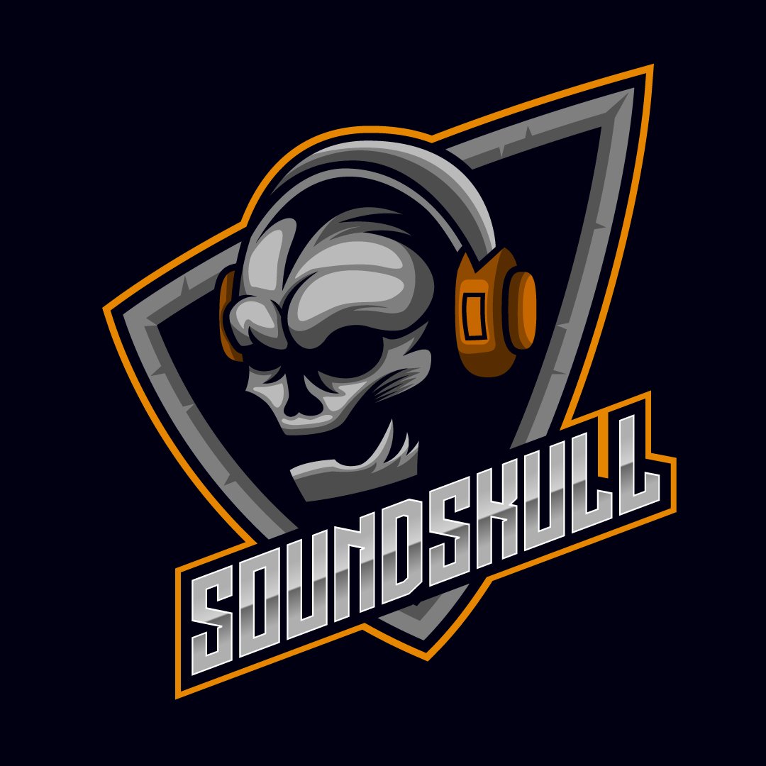 Sound Skull E-sport logo design template