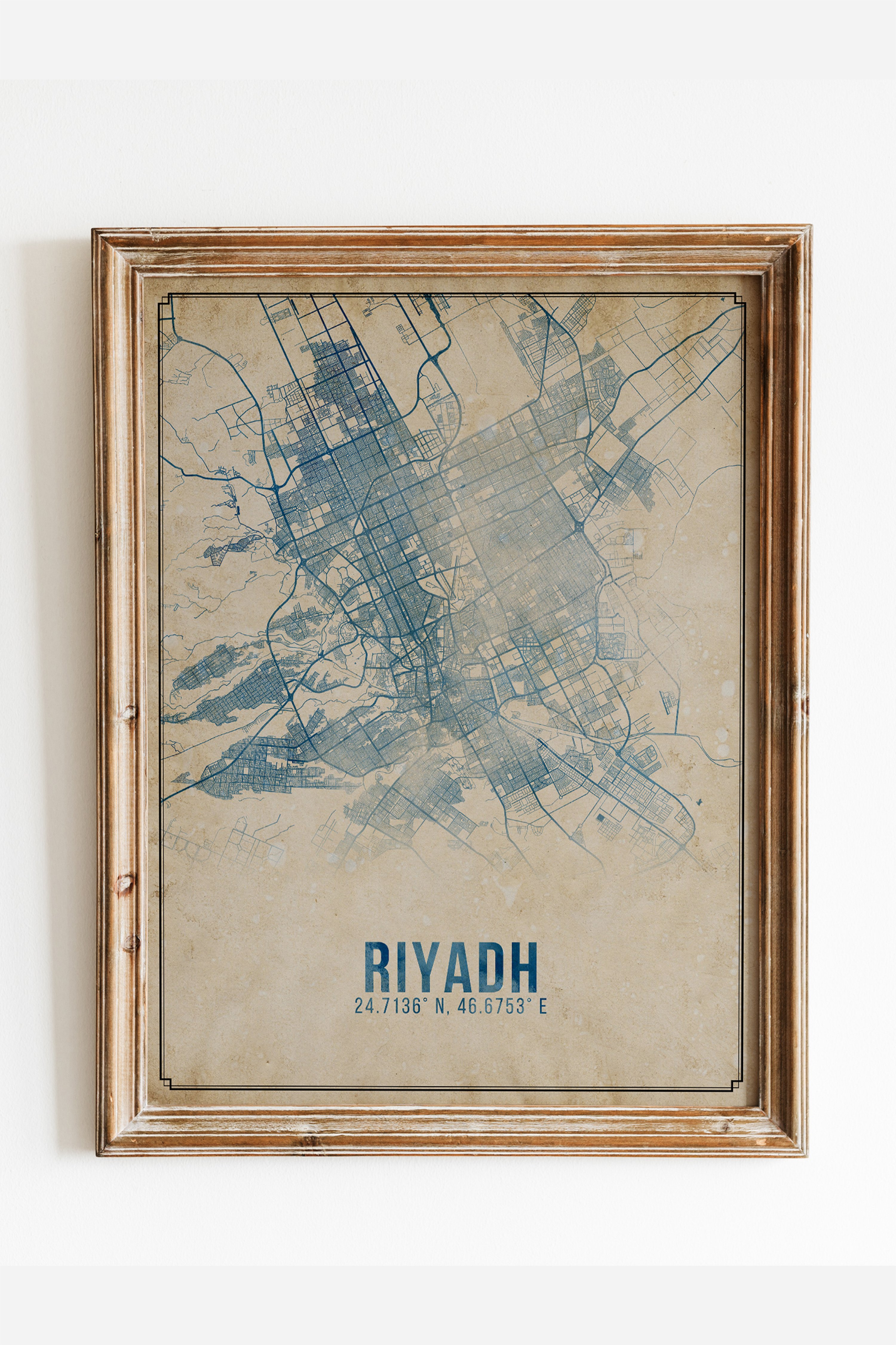Riyadh Antique Watercolor City Map Poster