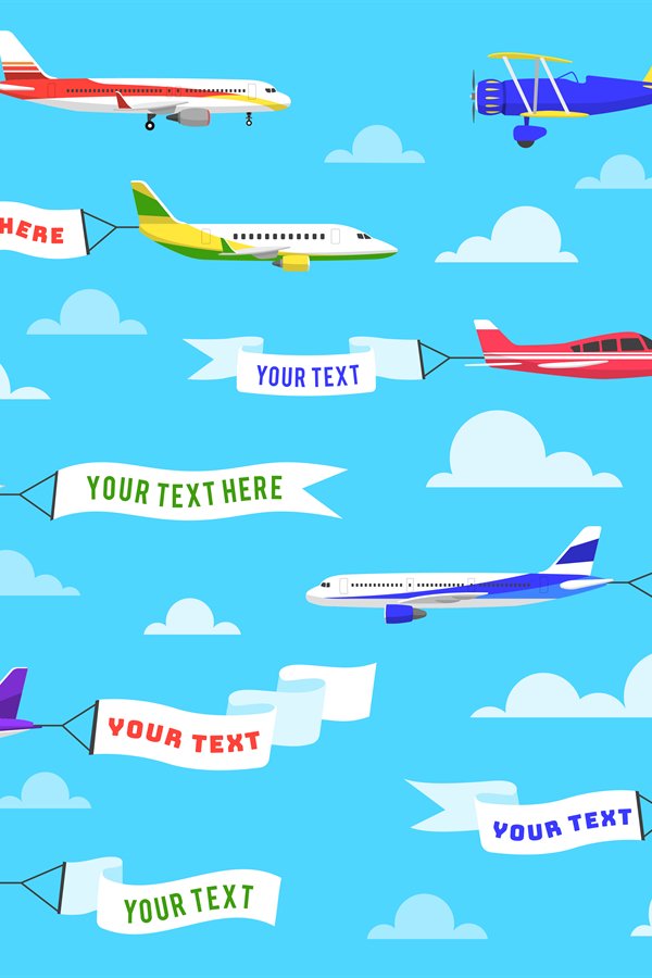 Flying advertising banner. Sky planes banners airplane fligh