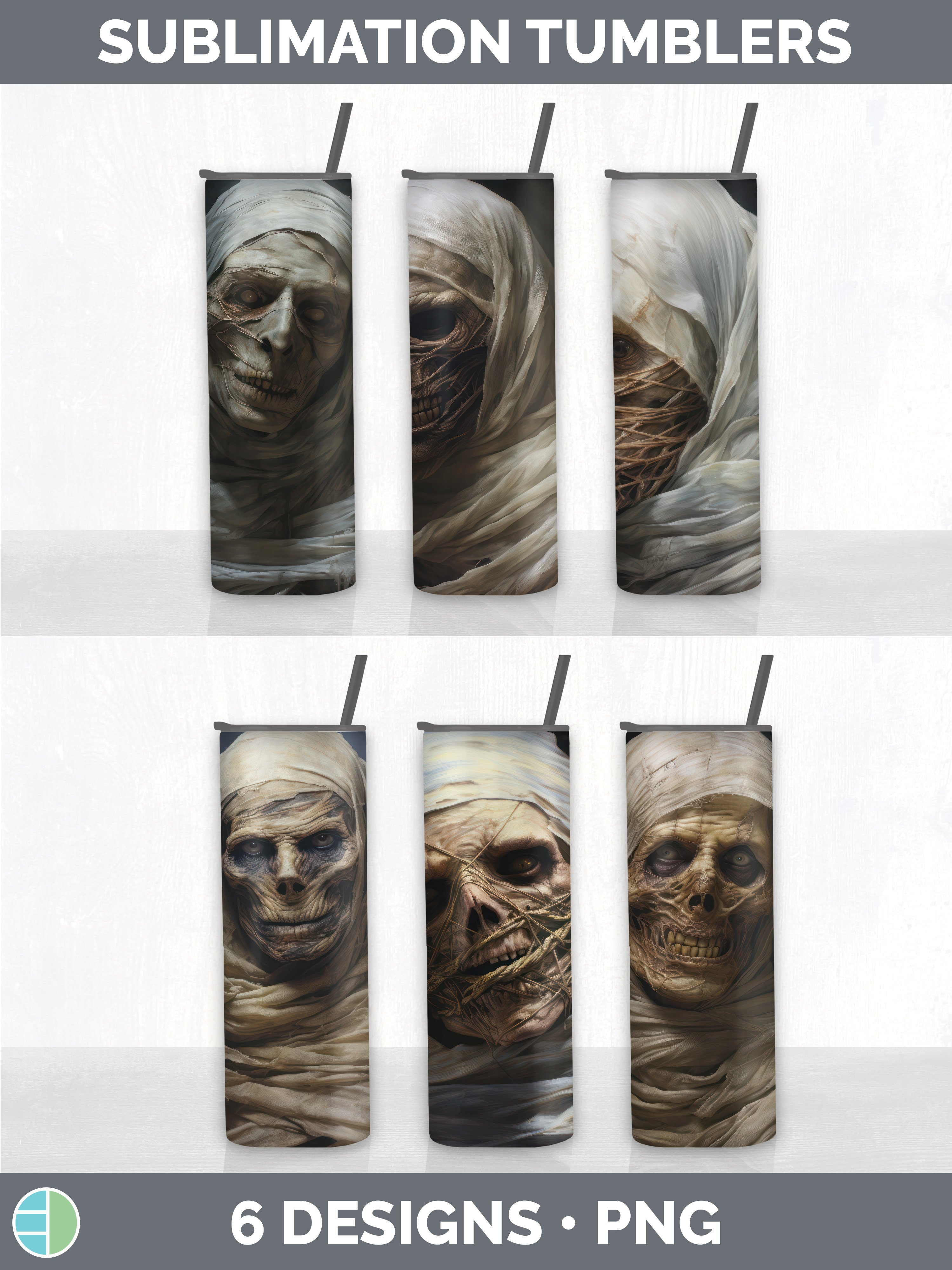 Halloween Mummy Tumbler | Sublimation 20 oz Skinny Tumbler D
