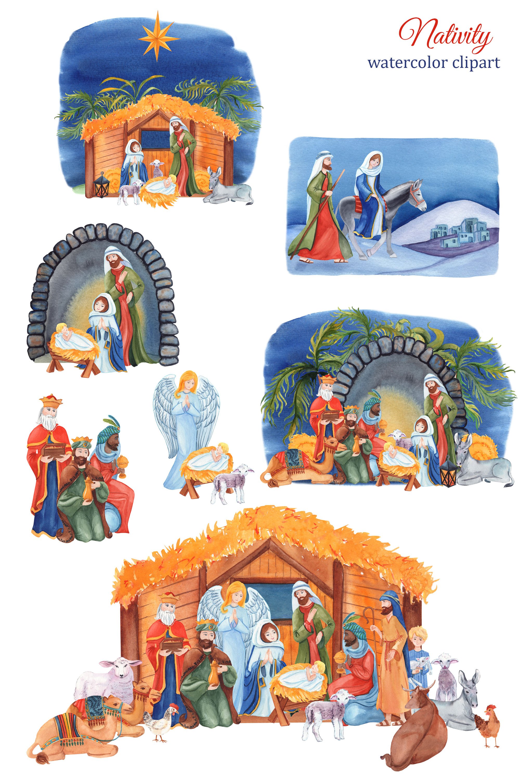 Nativity watercolor clipart (2344097)