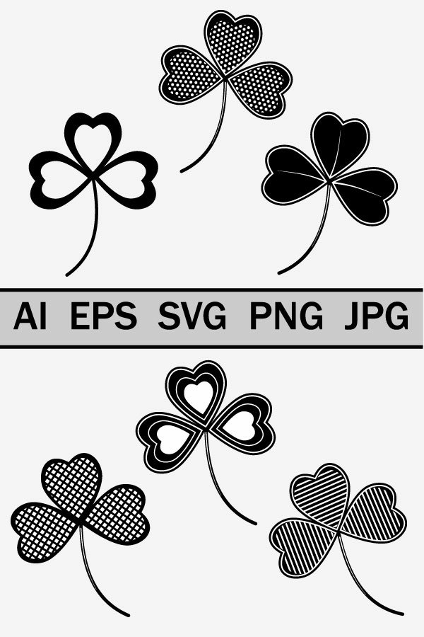 SVG clover with an ornament for Patrick's Day