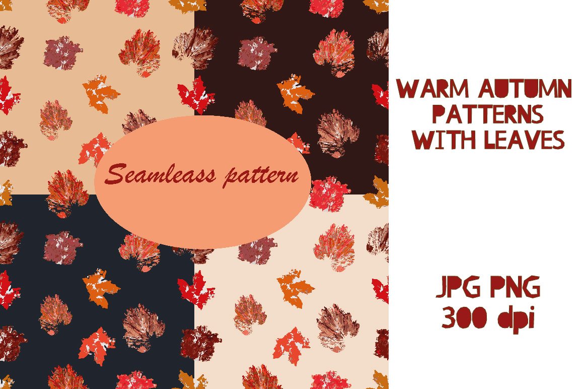 Autumn leaves Digital Paper, seamless patterns