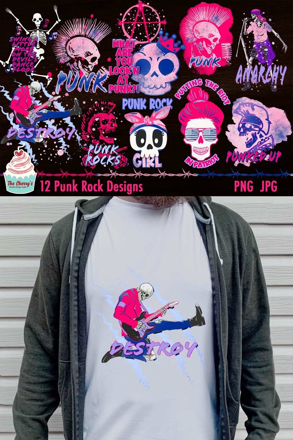 Pink Punk Rock Design Bundle for Sublimation and Crafts