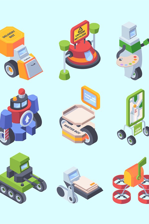 Professional robots. Bot helpers for people smart androids p