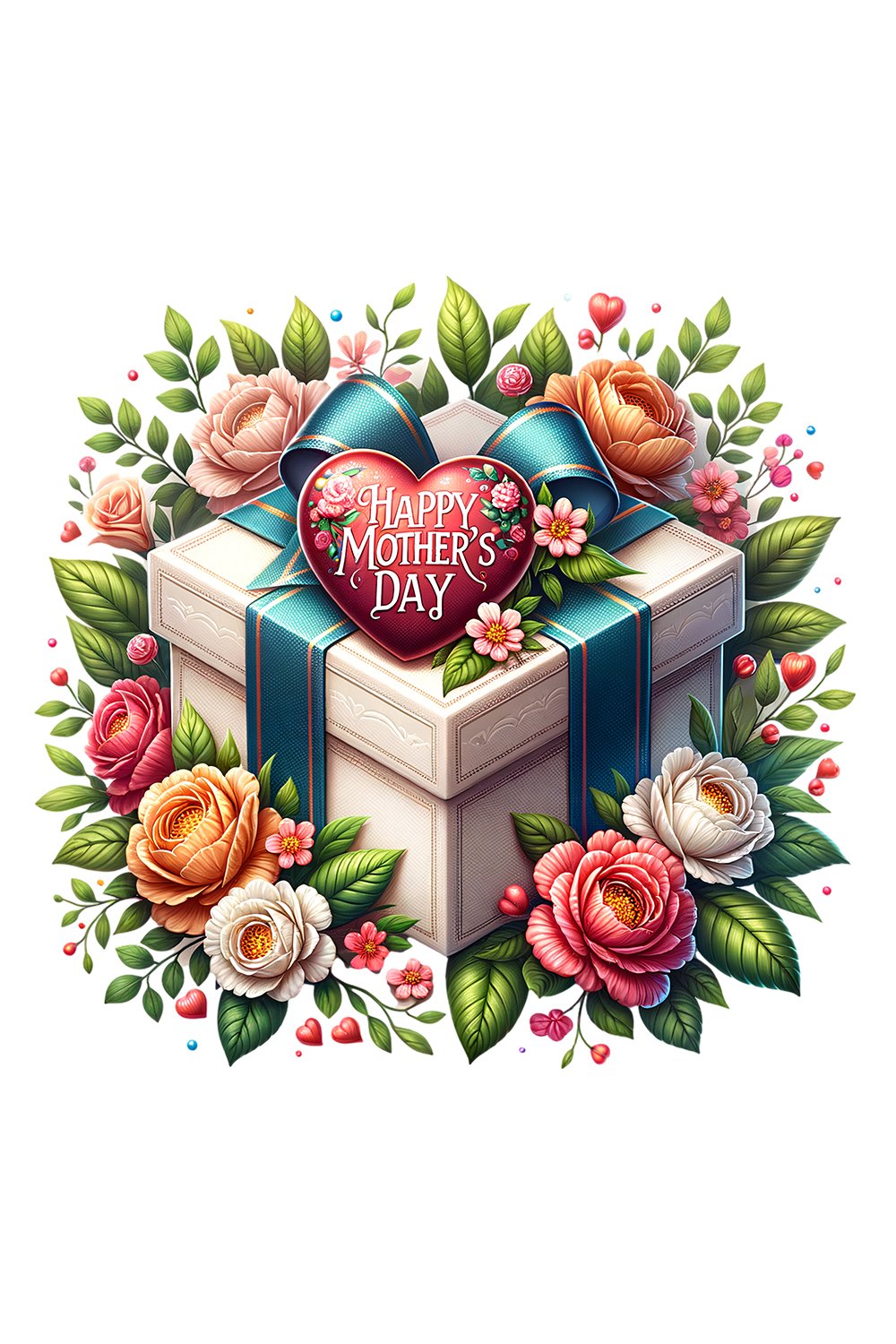 Mothers Day Gift Box with florals Clipart (3818410)