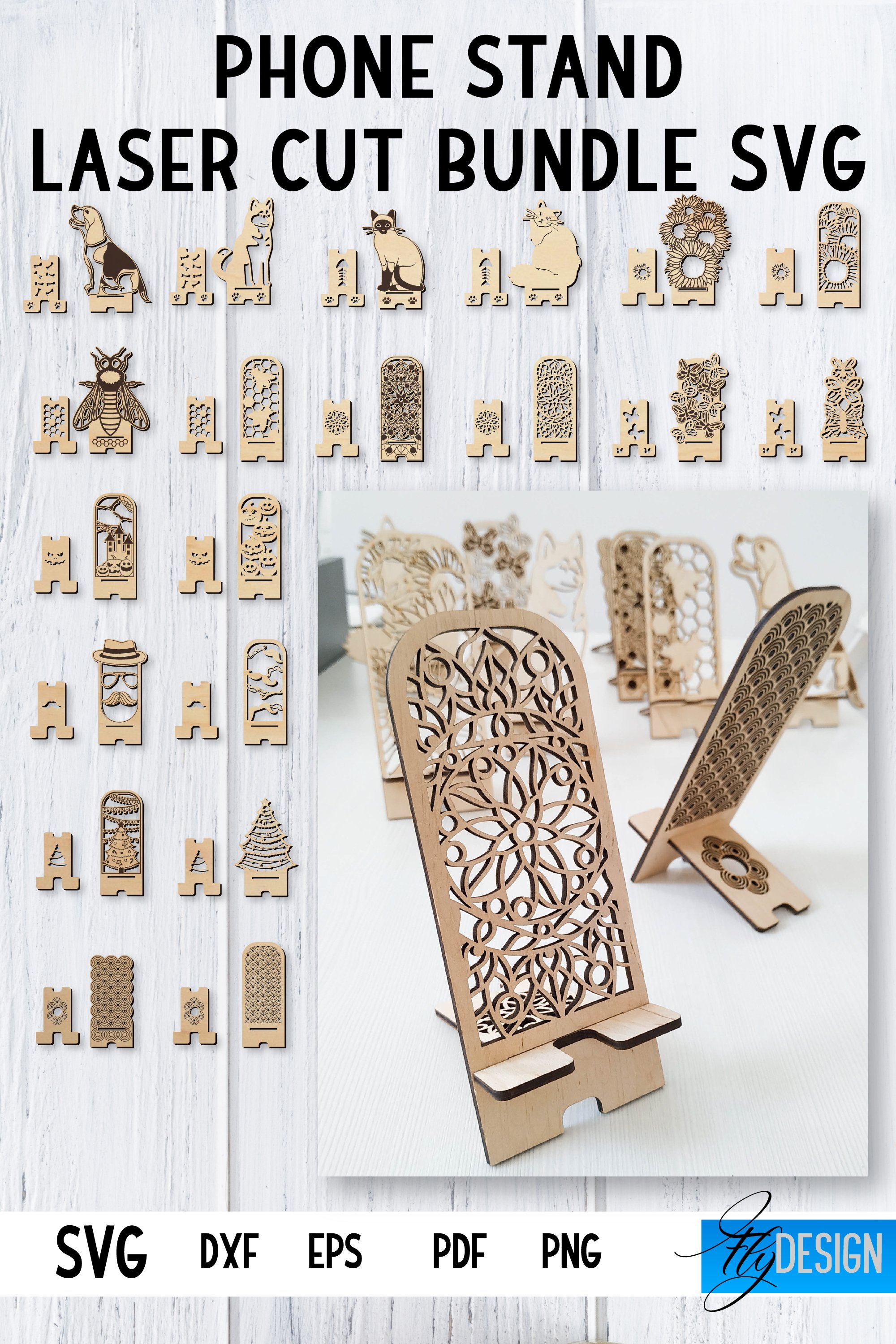 Phone Stand Laser Cut SVG | Cell Phone Stand SVG (2009939)