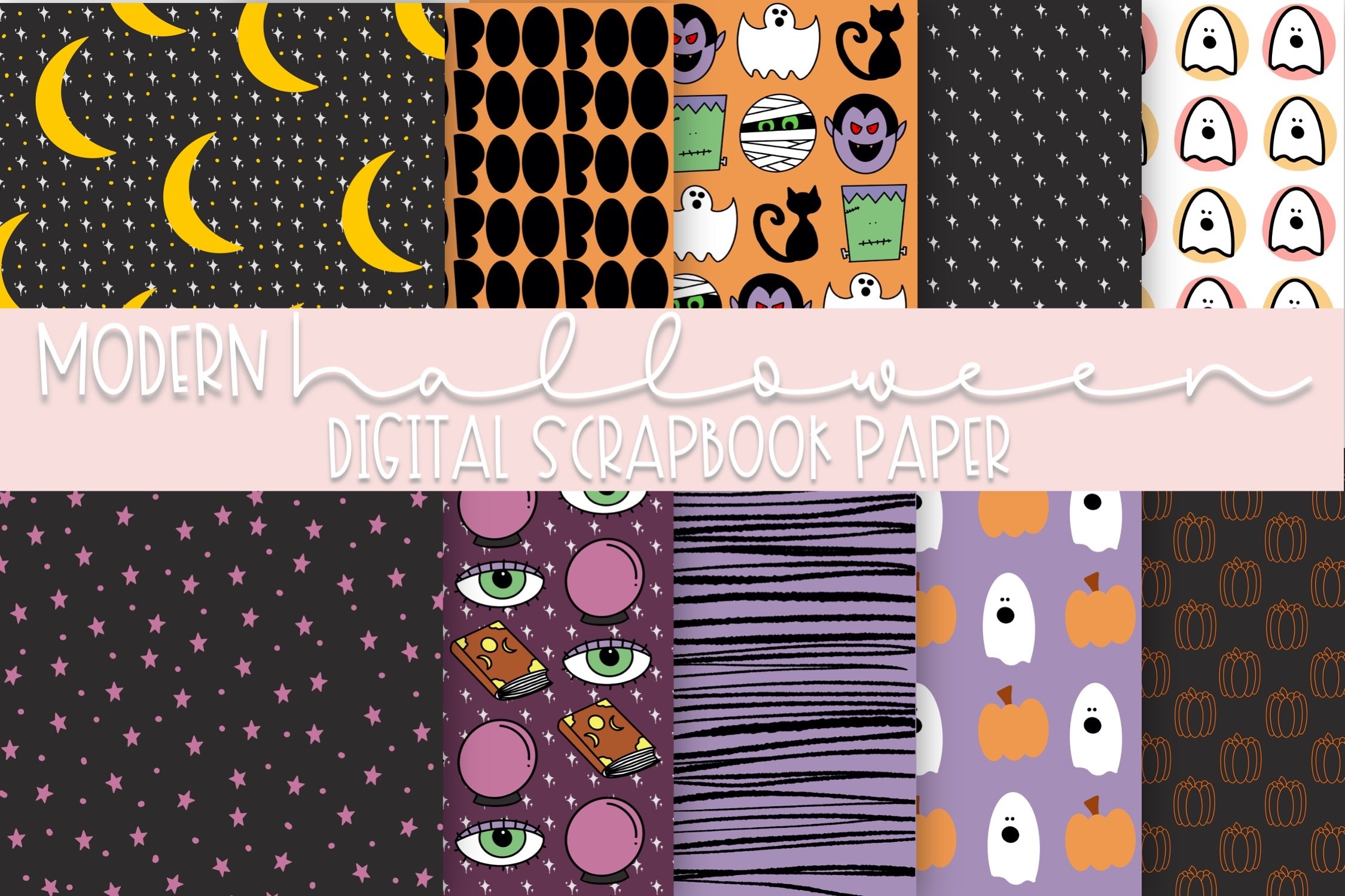 Modern Halloween Digital Scrapbook Paper