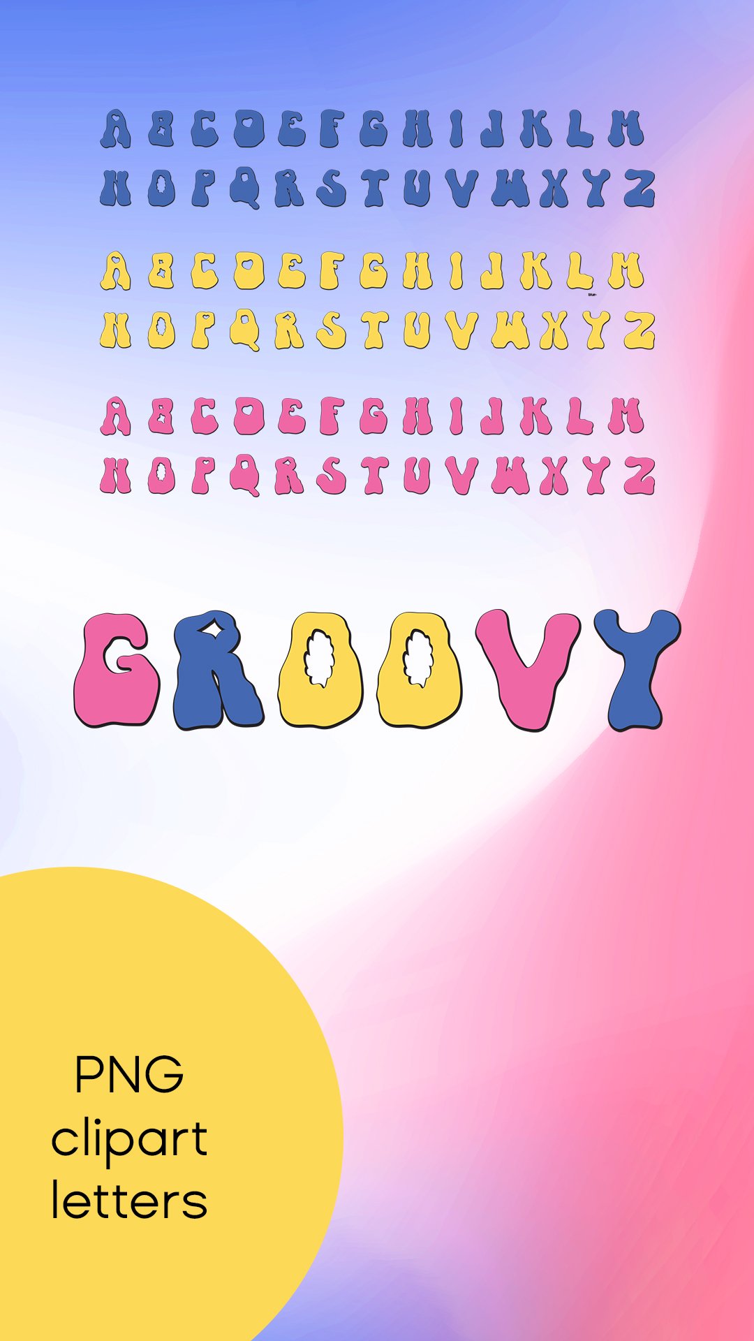 Doodle alphabet set Groovy alphabet Groovy english letters