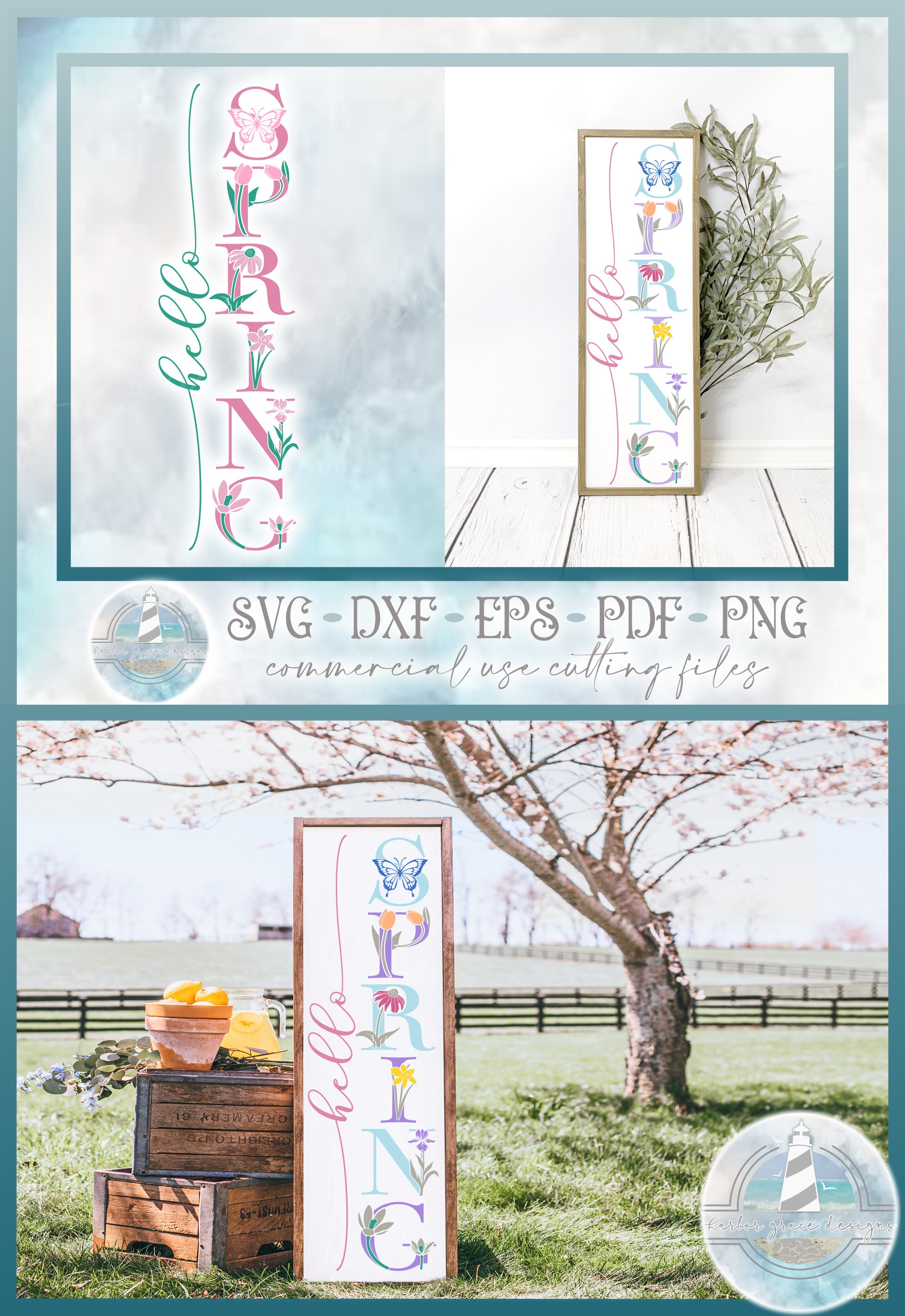 Hello Spring - Front Door Welcome Sign SVG