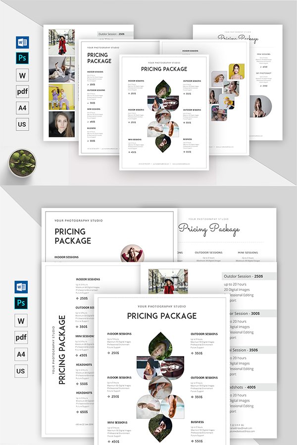 Photography Pricing Package Bundle