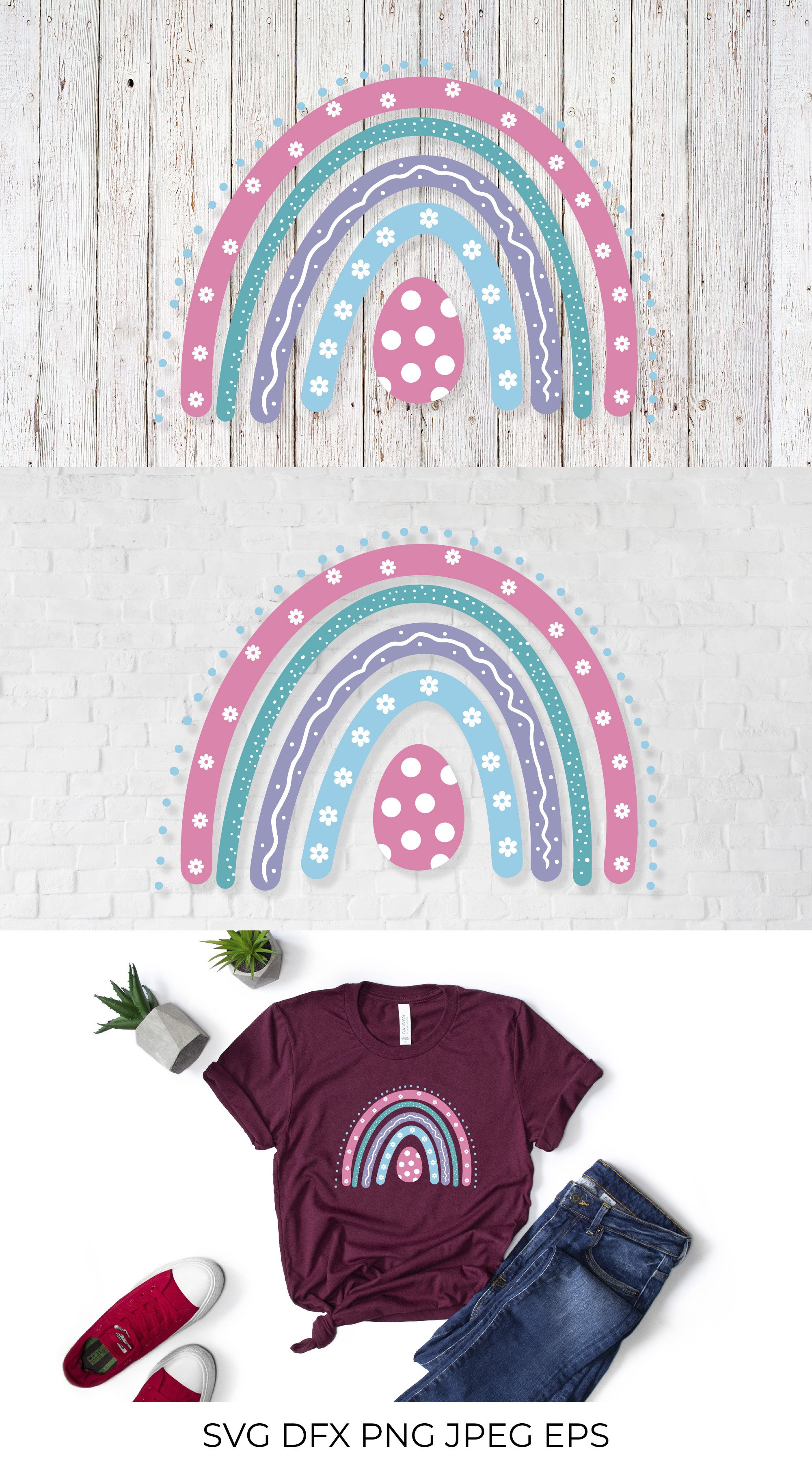 Cute Easter Rainbow SVG. Easter rainbow clipart.