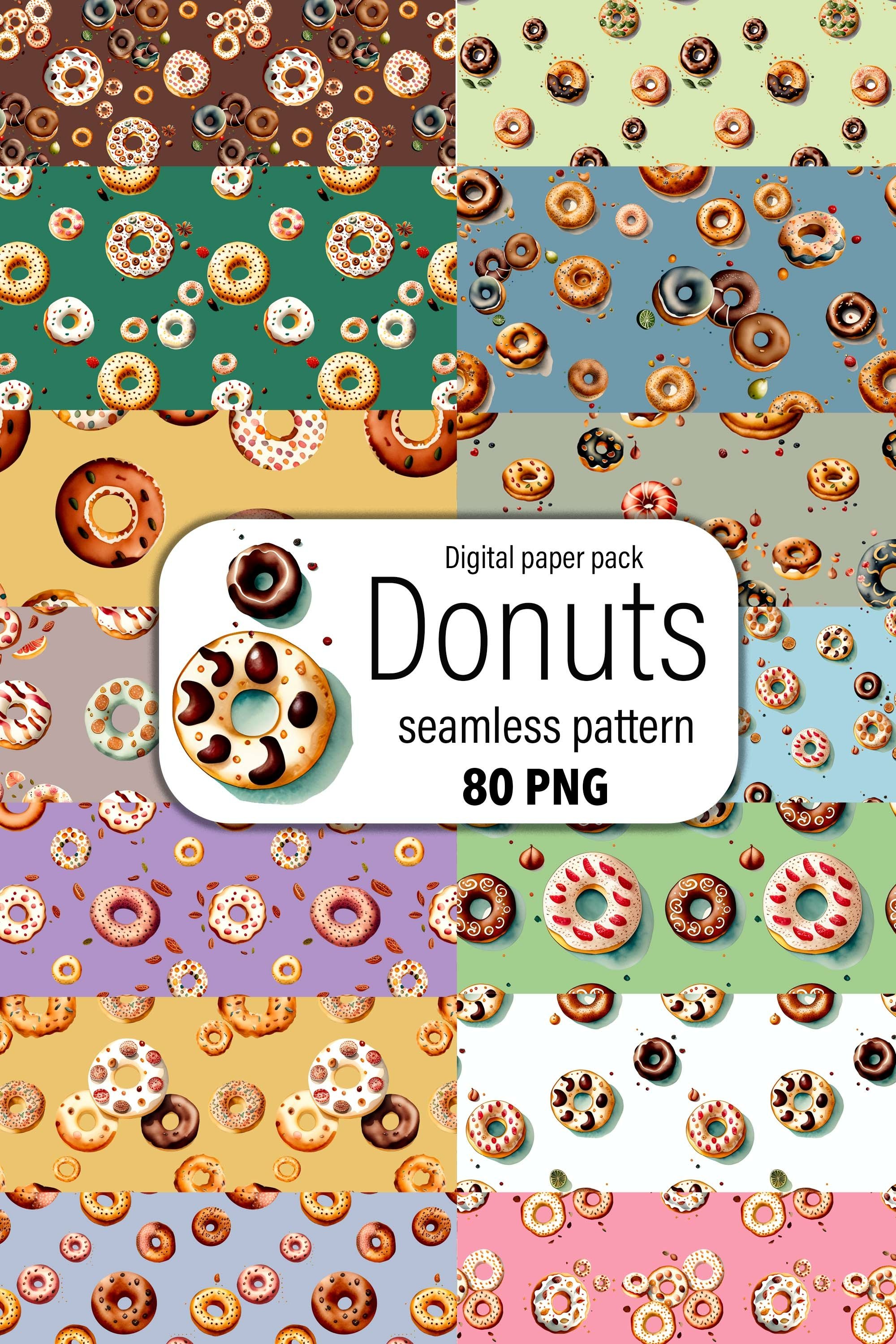 Donut Seamless pattern 80 PNG