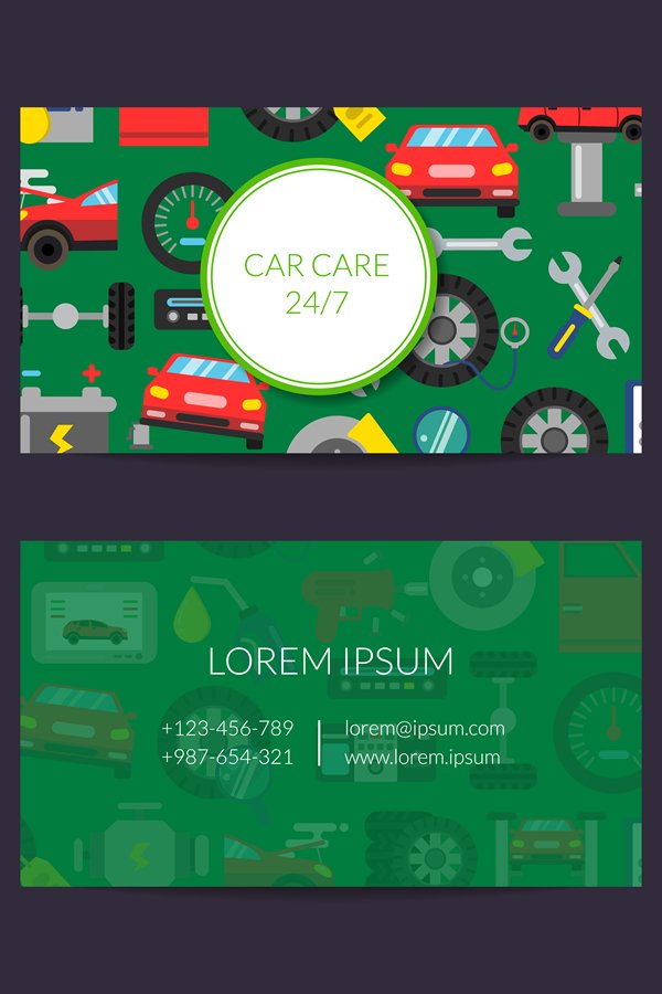 Vector business card template for auto parts store or car se