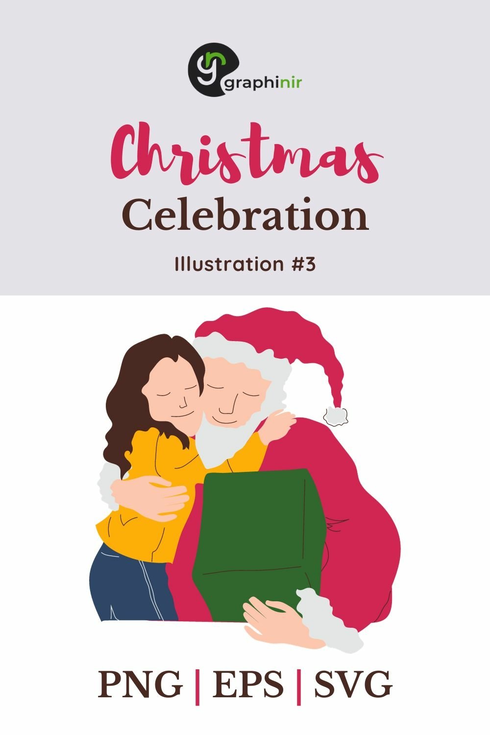 Christmas Celebration Illustration #3- Santa Hugging Kid