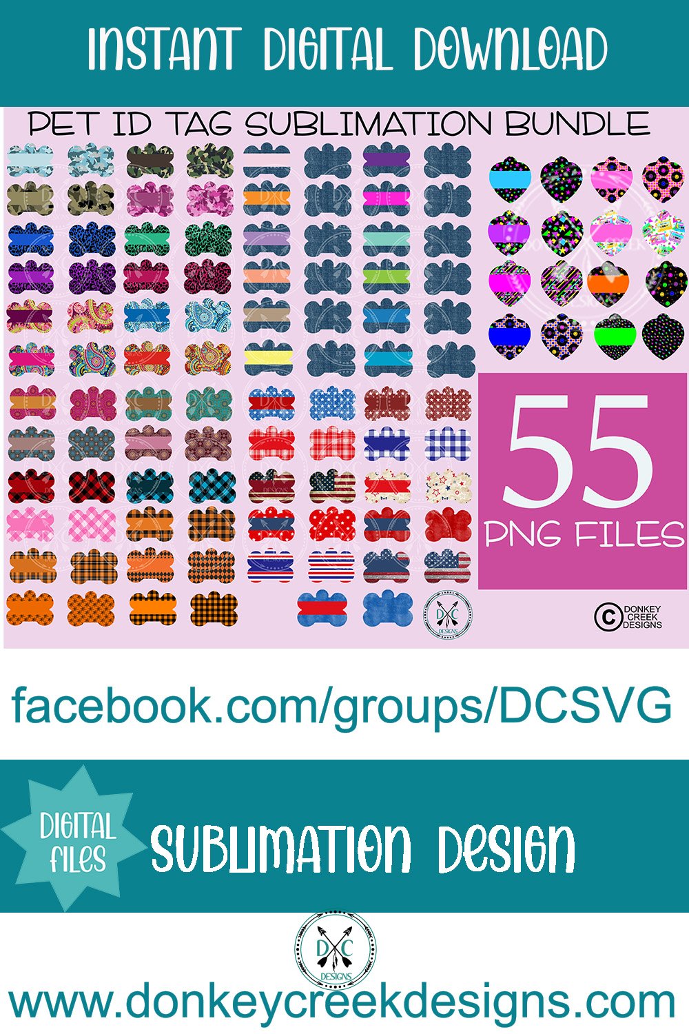 Sublimation Bundle Pet ID Tag Template Designs Dog Cat Tag