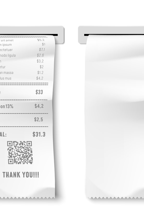 Realistic printed check. Transaction receipt, payment bill a