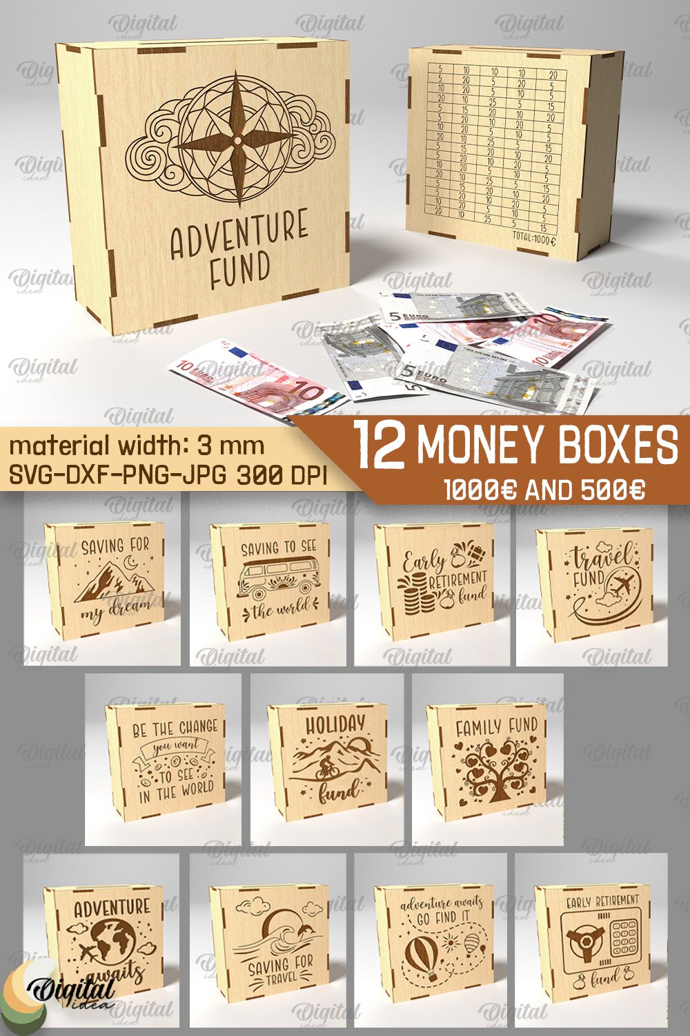 Money Bank Box SVG Bundle. Piggy Bank Laser Cut (3215527)
