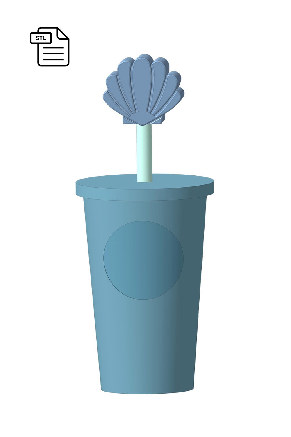 Straw Cover Seashell, STL File for 3d printing.