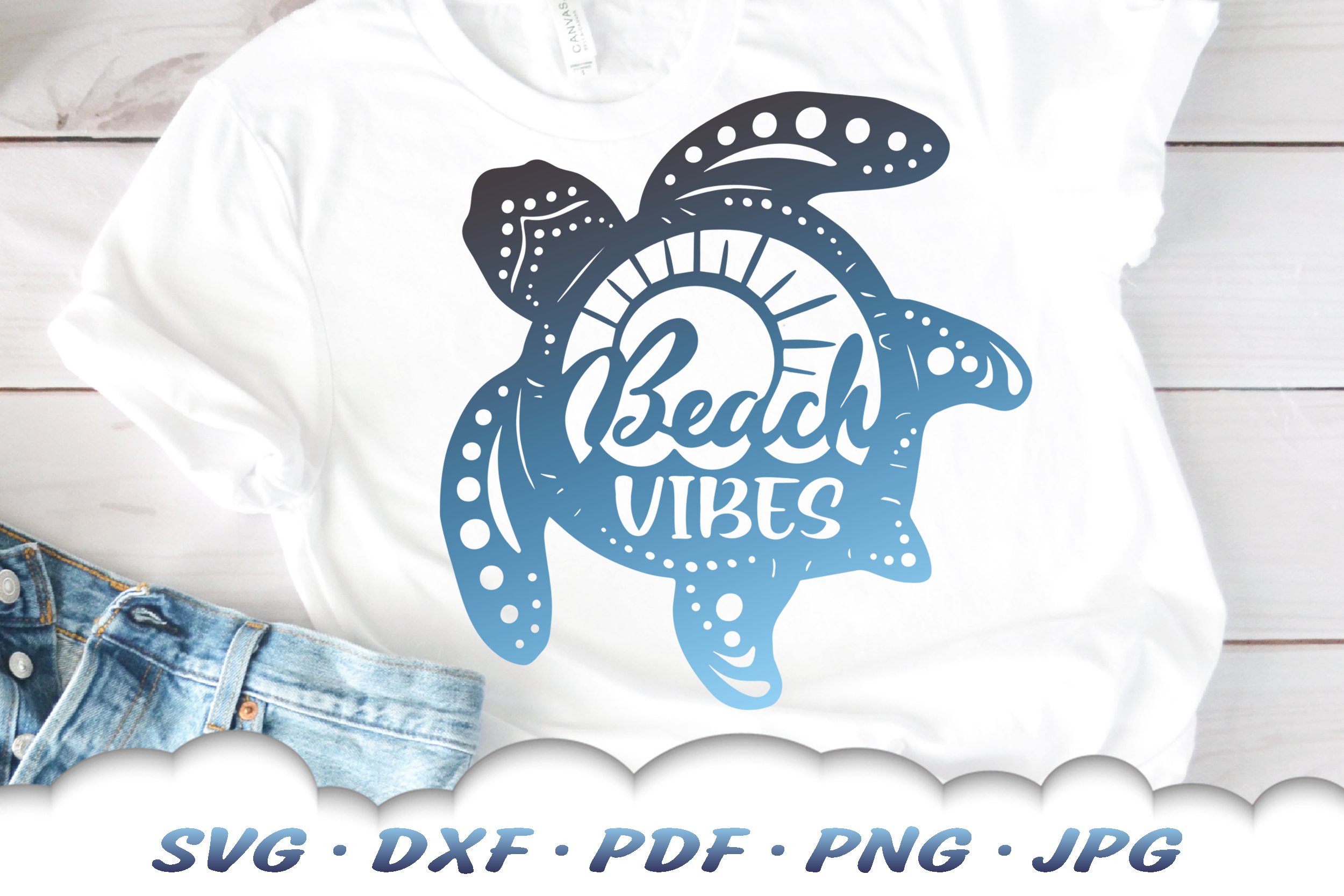 Beach Vibes Sea Turtle SVG DXF Cut Files (1275318)