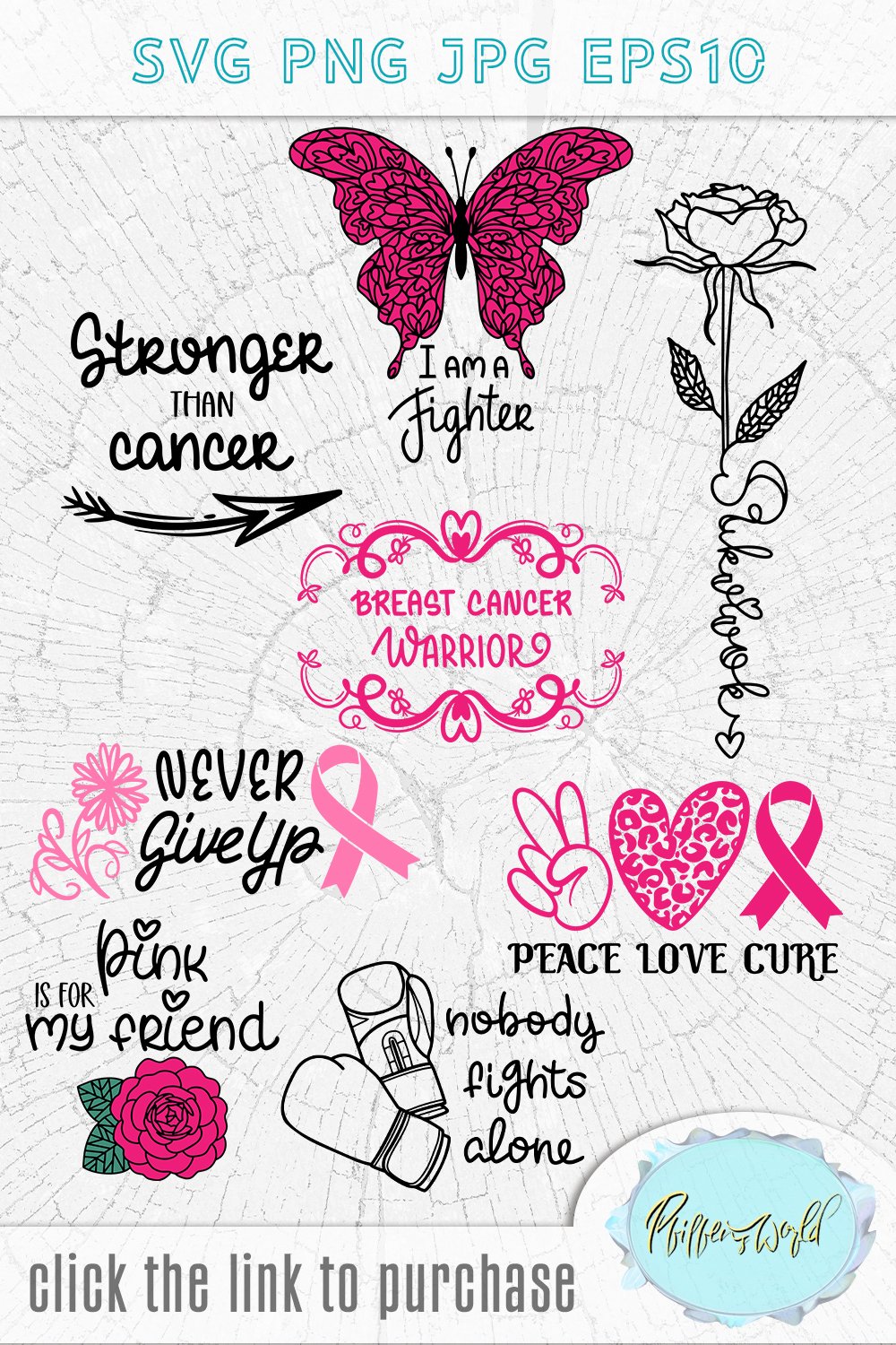 Cancer Awareness SVG bundle | Breast Cancer Quotes Cut file