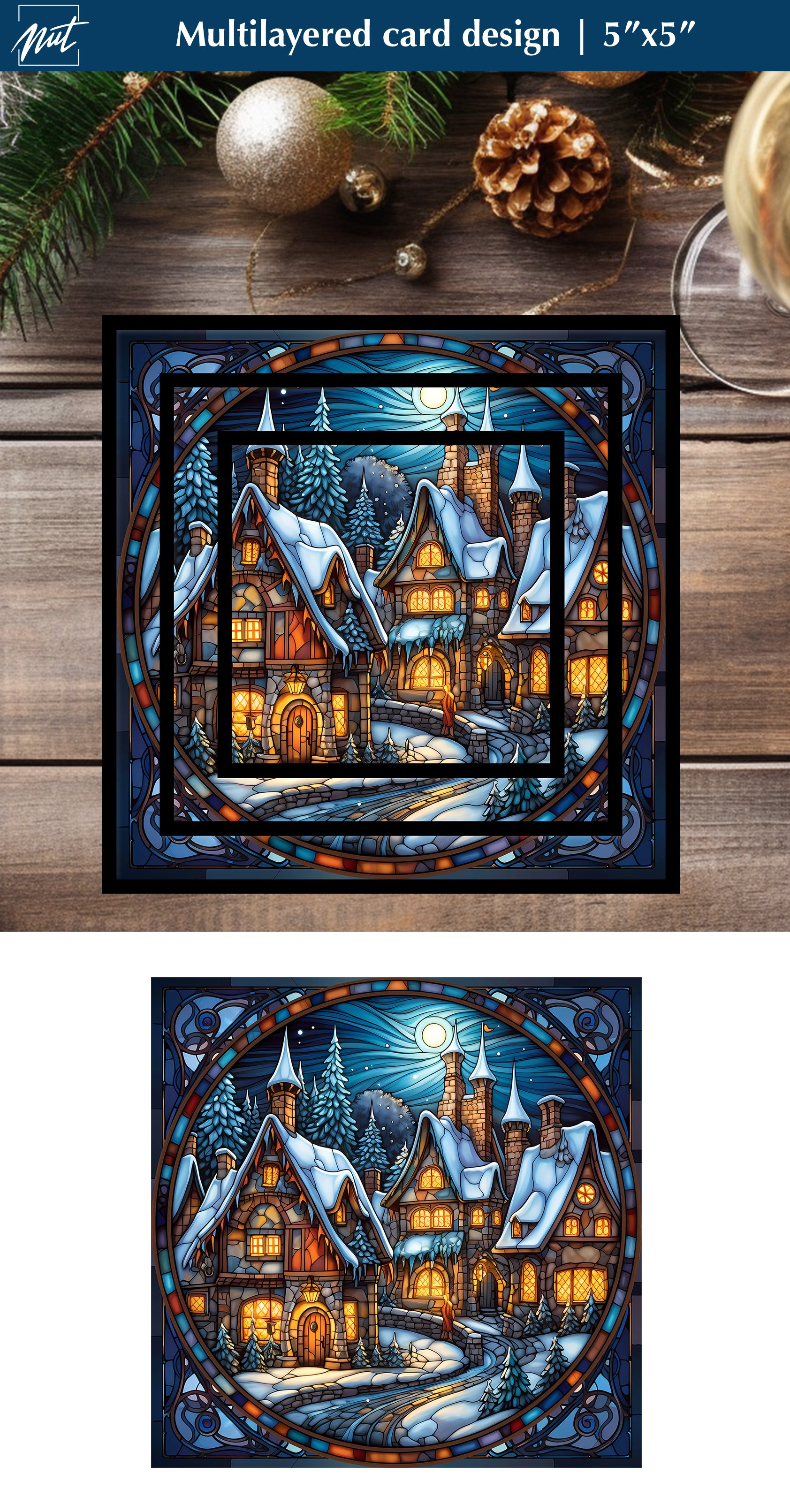 Stained glass cards, Christmas stained glass printable card