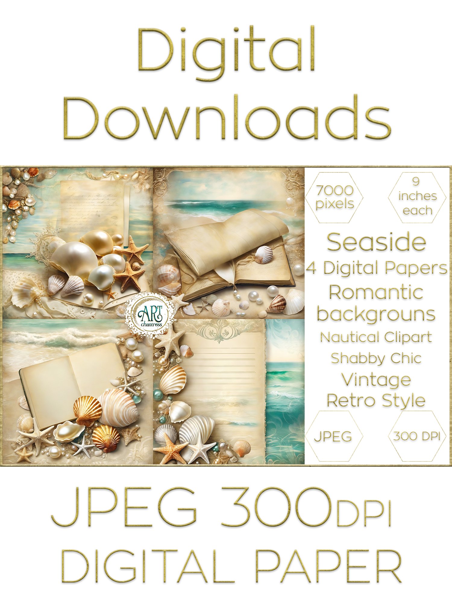 Seaside Watercolor Nautical Romantic Digital (3972003)