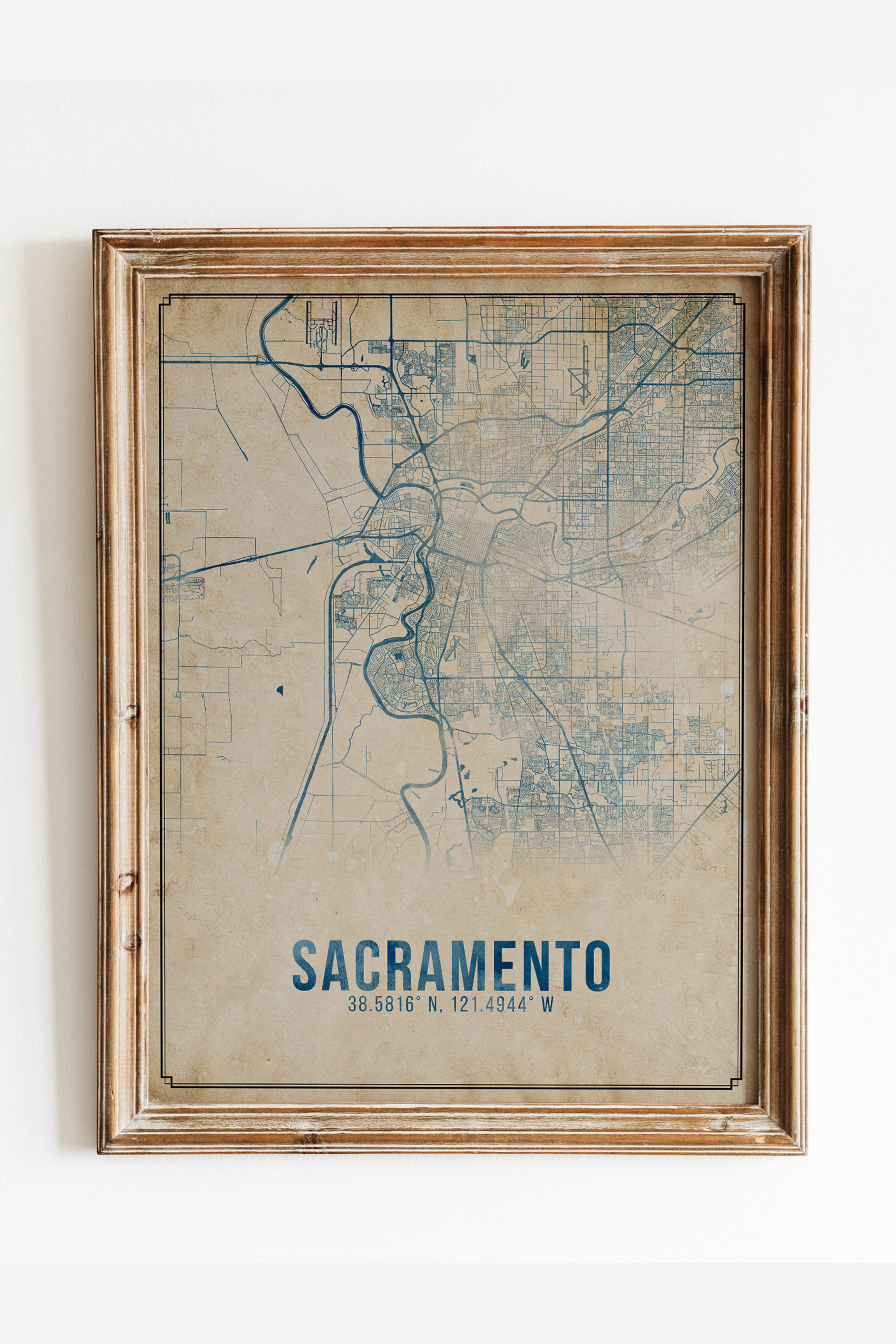 Sacramento Antique Watercolor City Map Poster