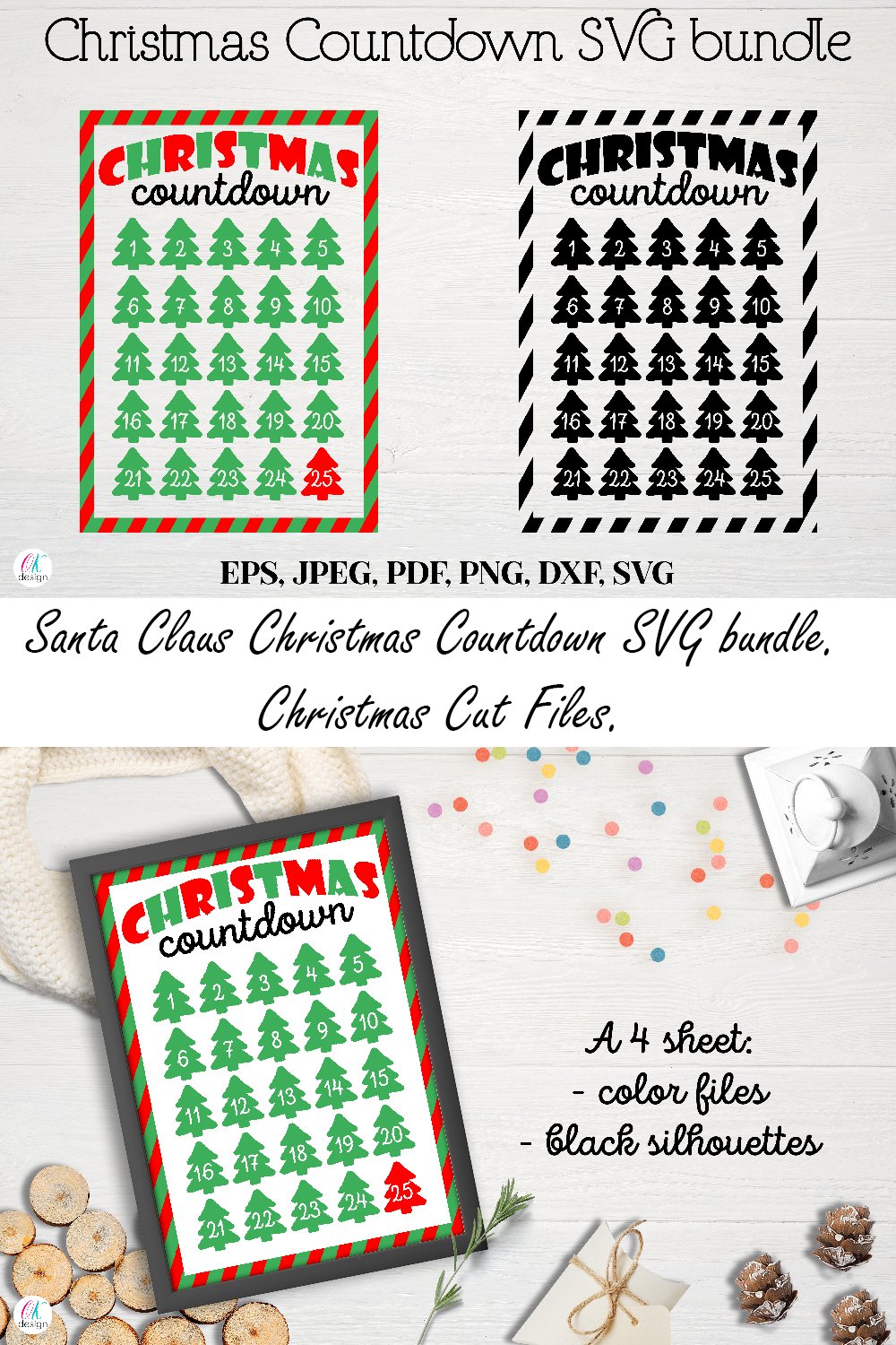 Santa Claus Christmas Countdown SVG bundle.