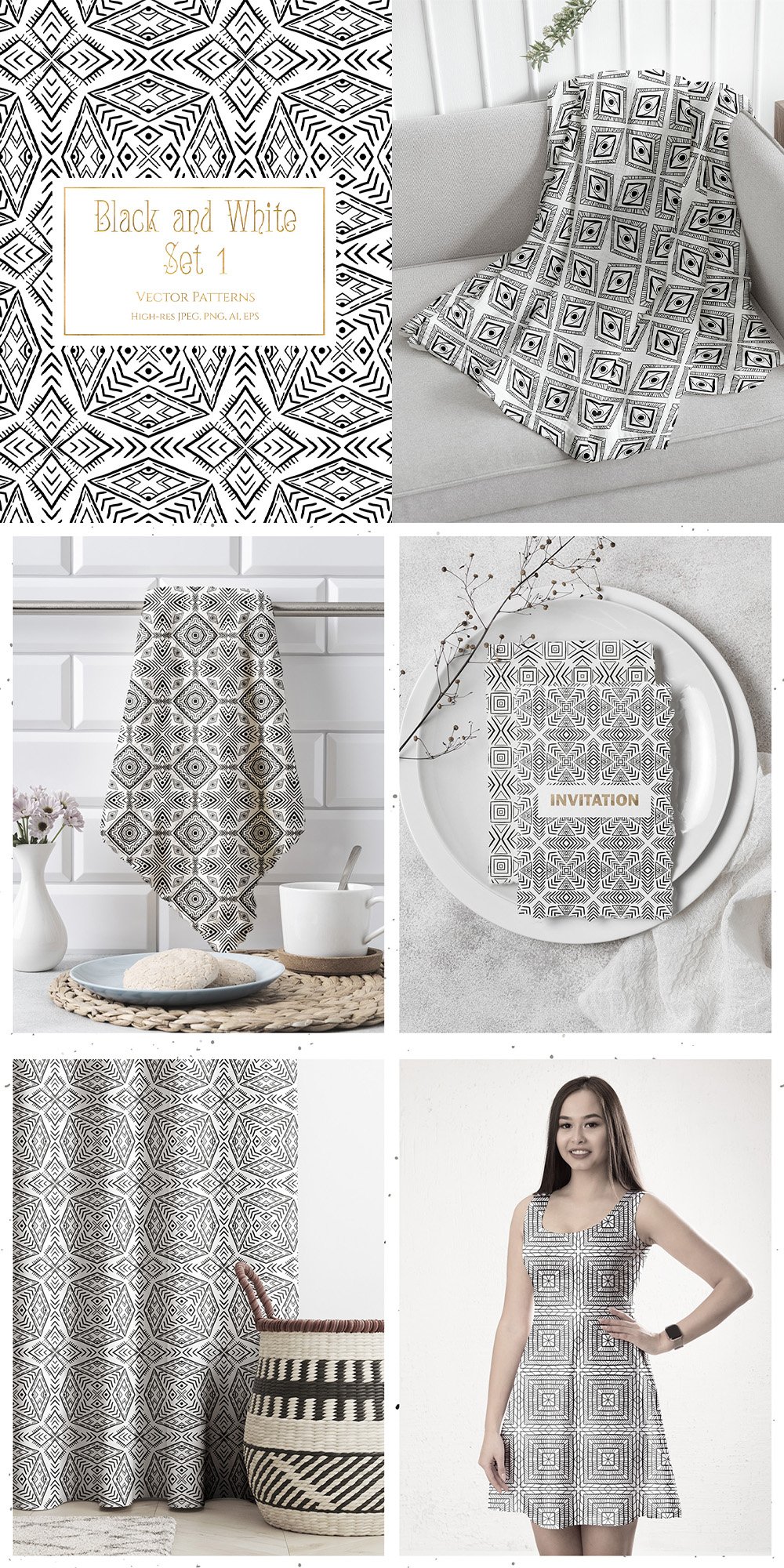 Black and White Patterns Set 1