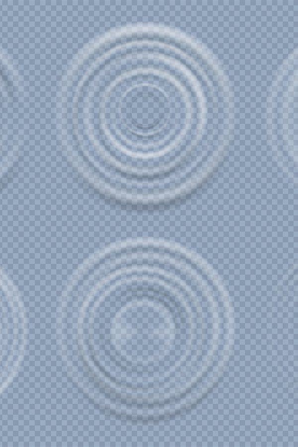 Water circles. Realistic round shapes of liquids top view wa