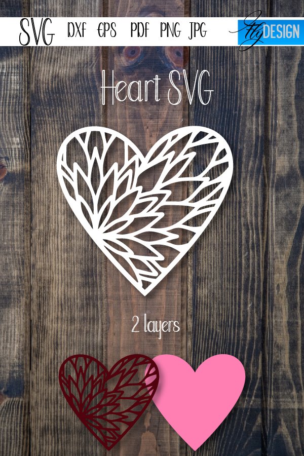 Valentine Multilayered SVG. 2 layers SVG. Floral (1176544)