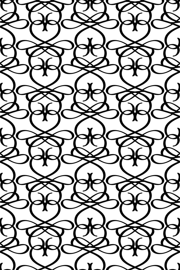 Cute black linear pattern with swirls