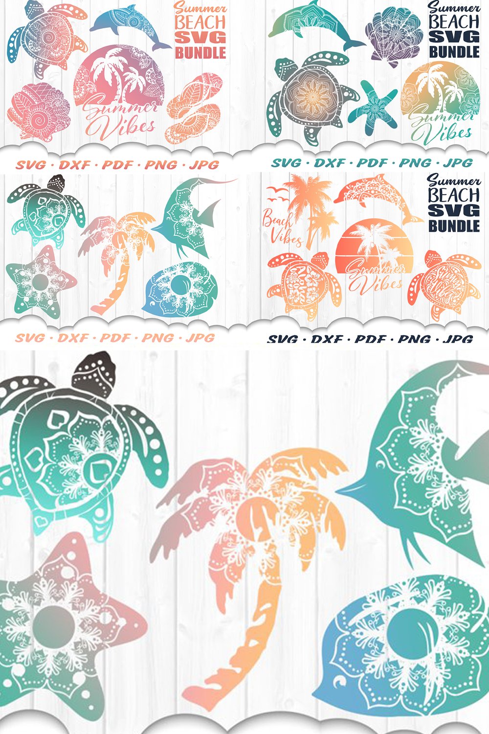 Mandala Beach SVG Bundle | Turtle SVG | Dolphin SVG