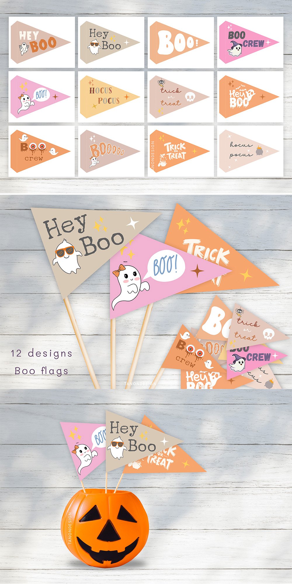 Halloween Boo Basket Pennant Flag , Boo flag, Boo basket