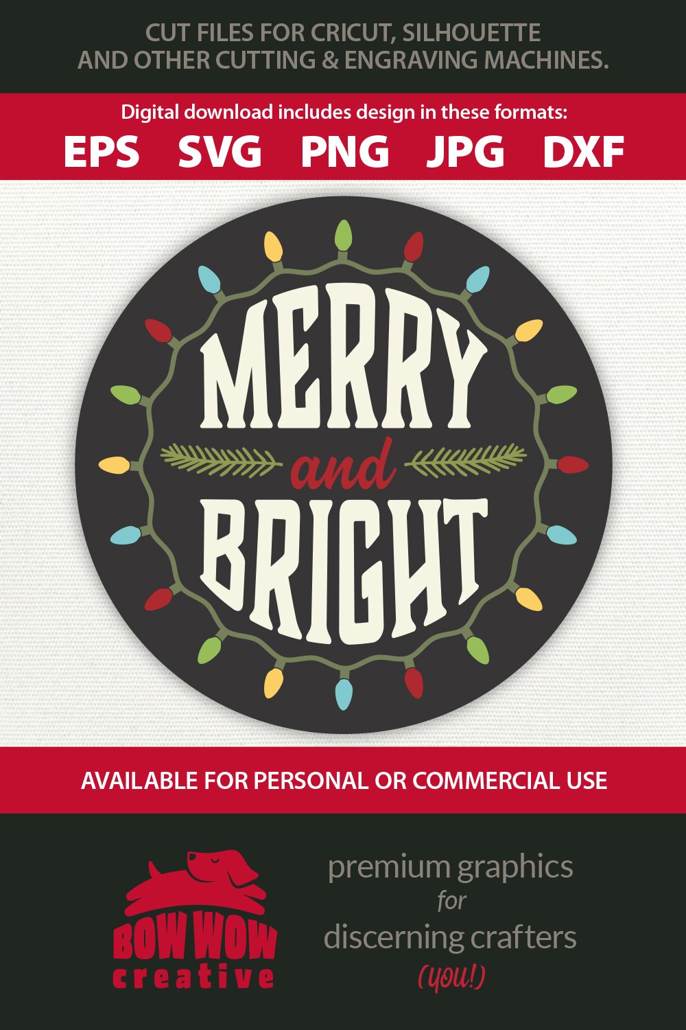 Merry and Bright with Christmas Lights - Round Door Sign