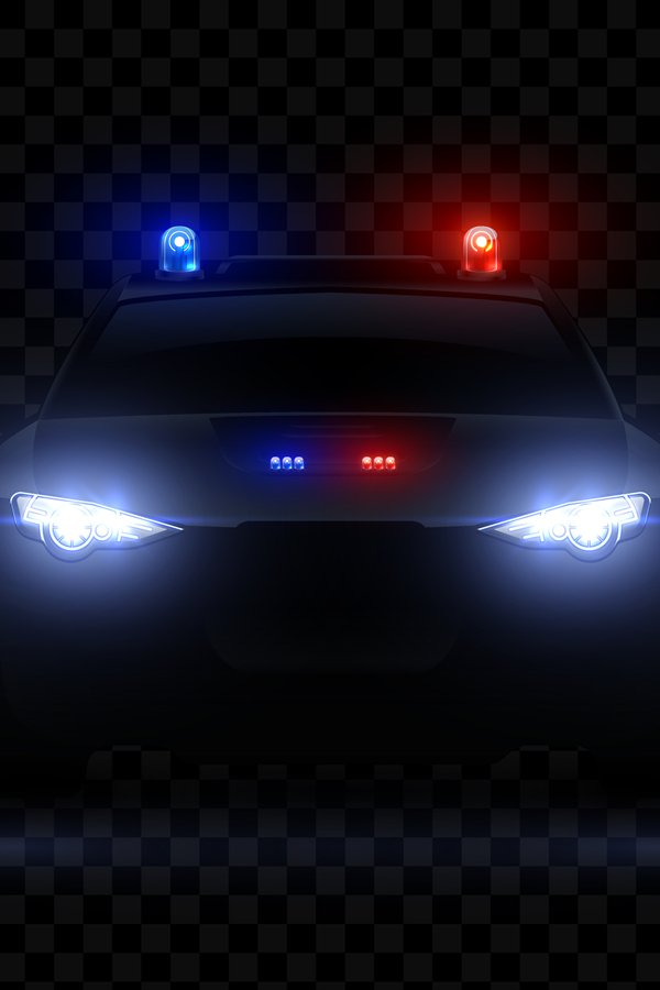 Realistic police headlights. Car glowing led light effect, r