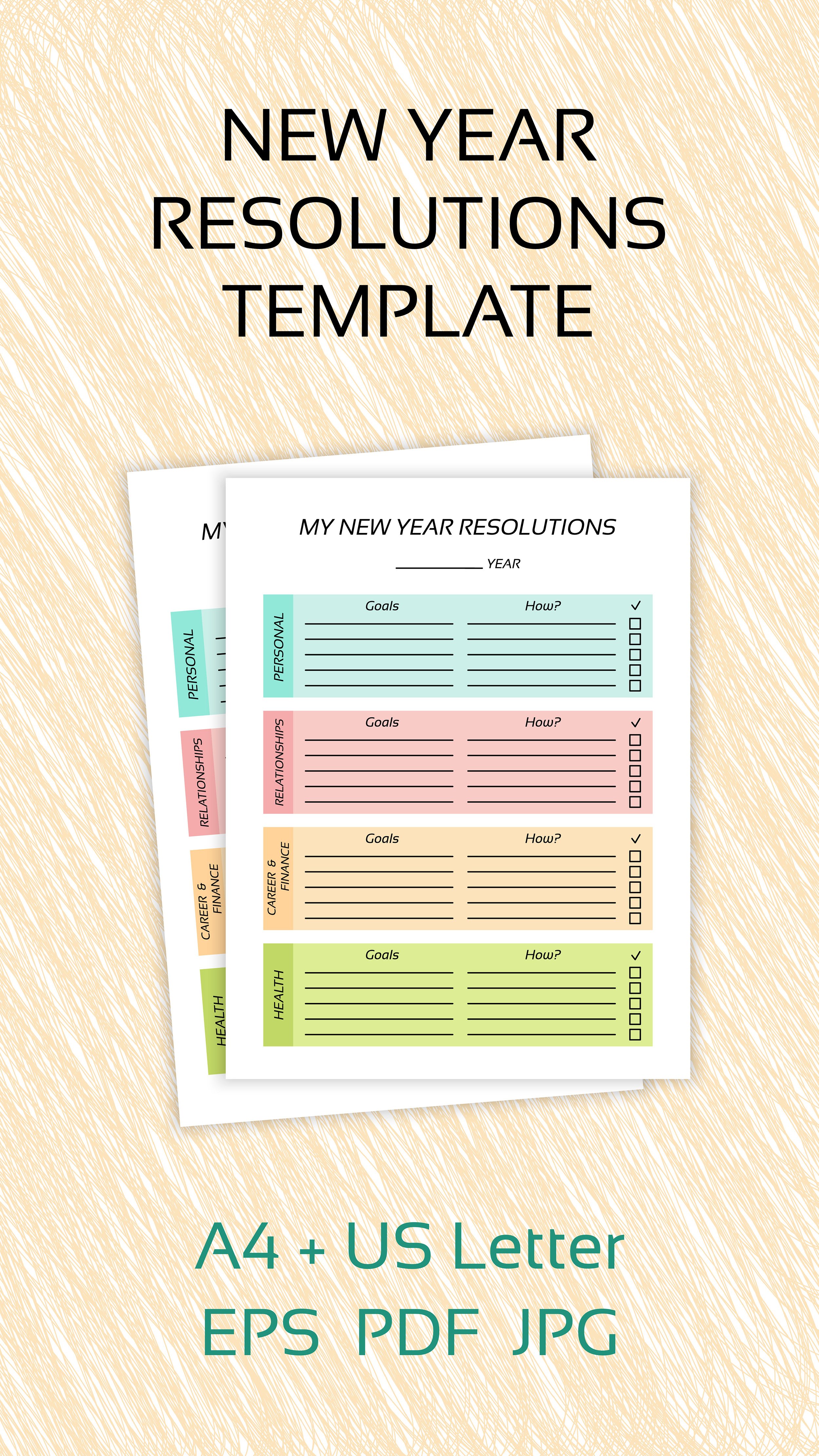 New Year Resolutions | Goals List Print Template