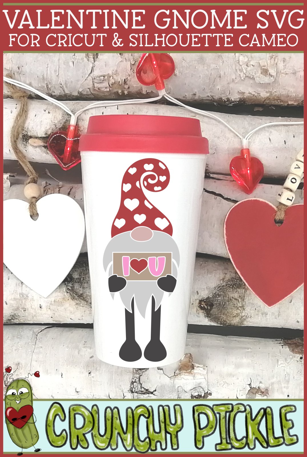 Valentine Gnome with Sign SVG