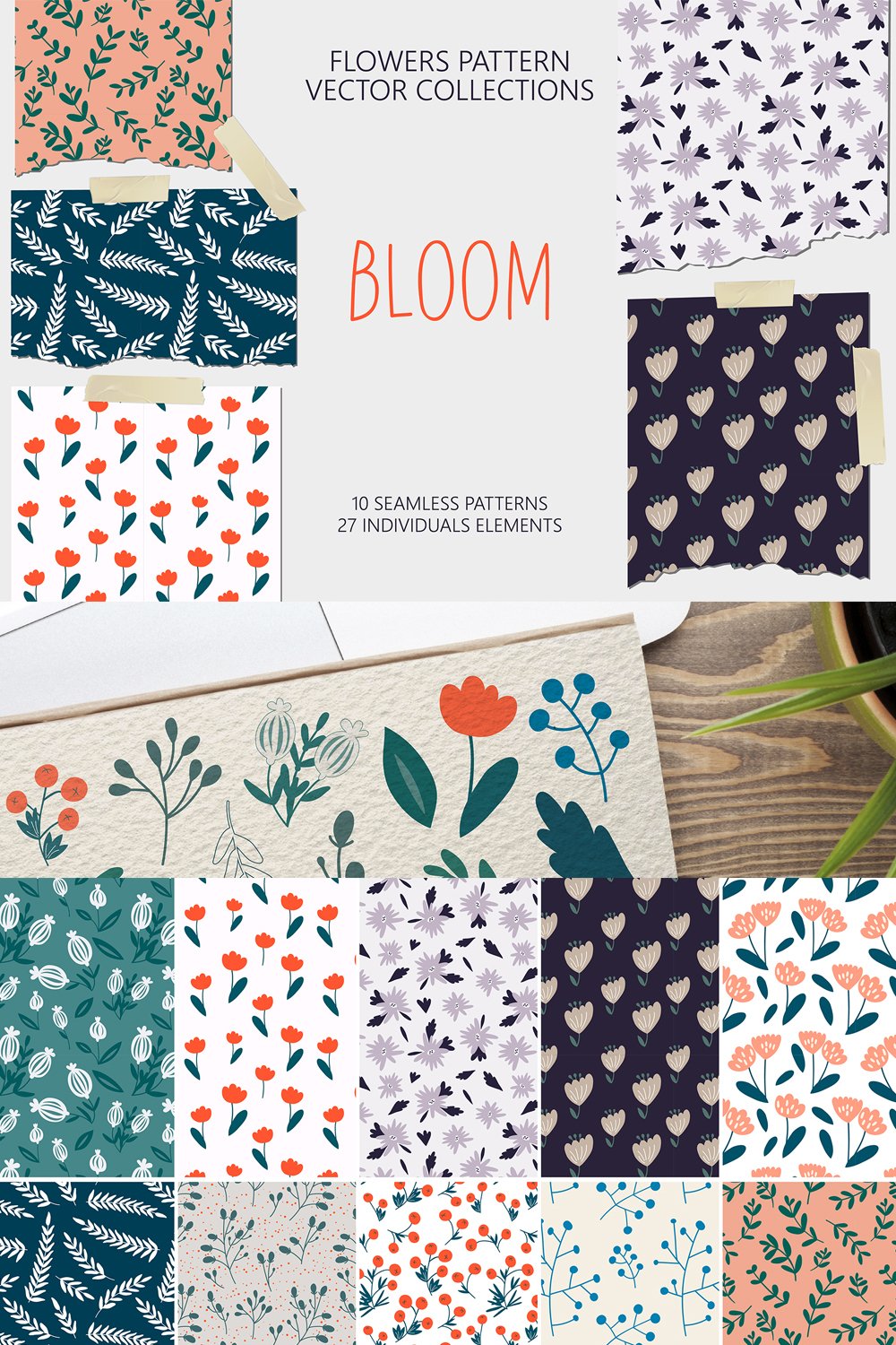 Flowers pattern vector collections