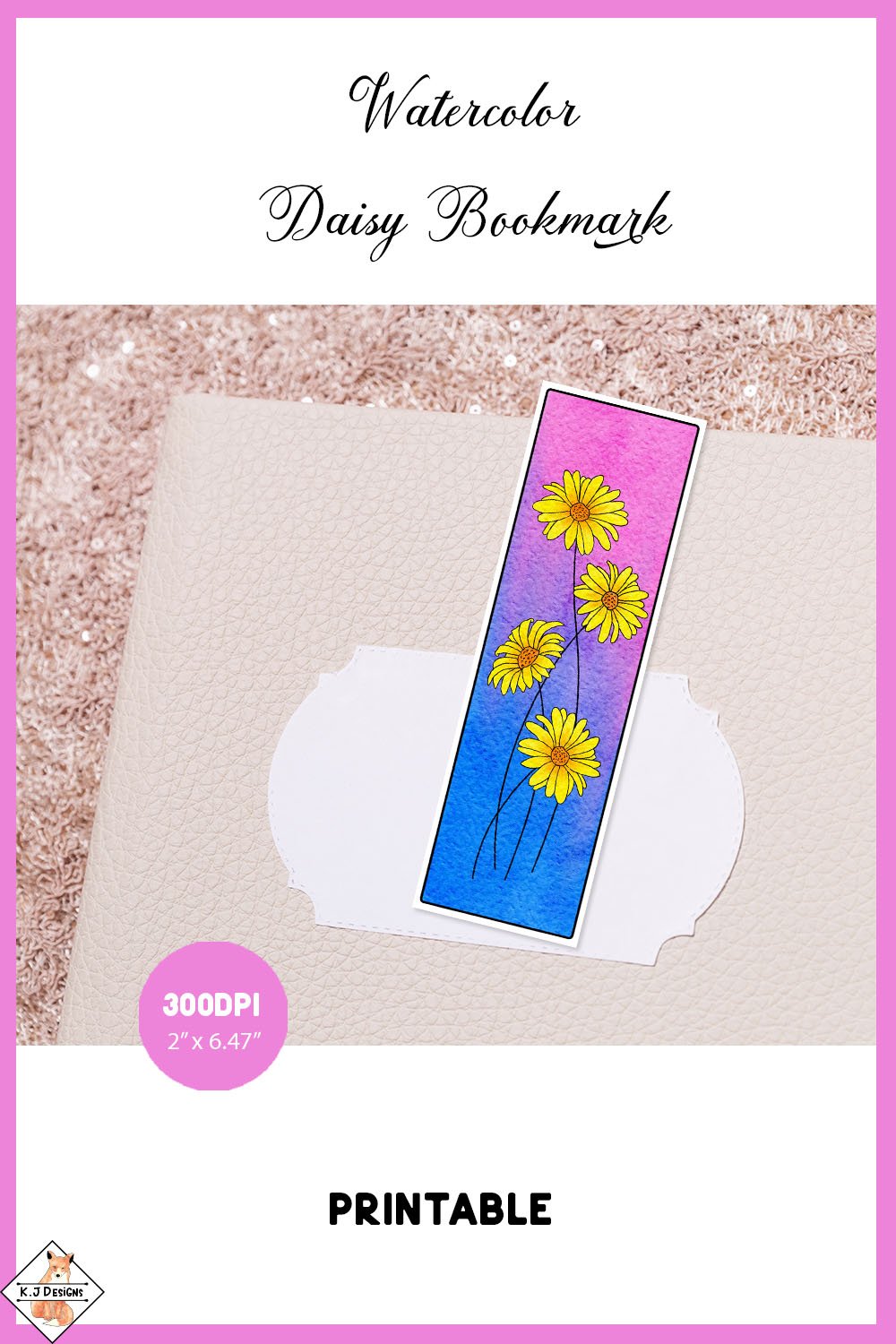 Watercolor Daisy Bookmark Design | Printable