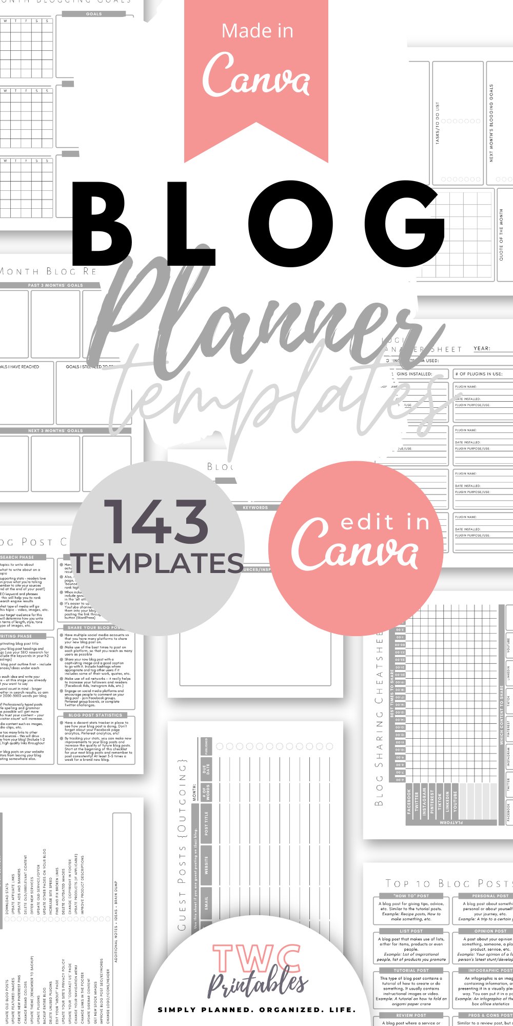 Blog planner canva templates