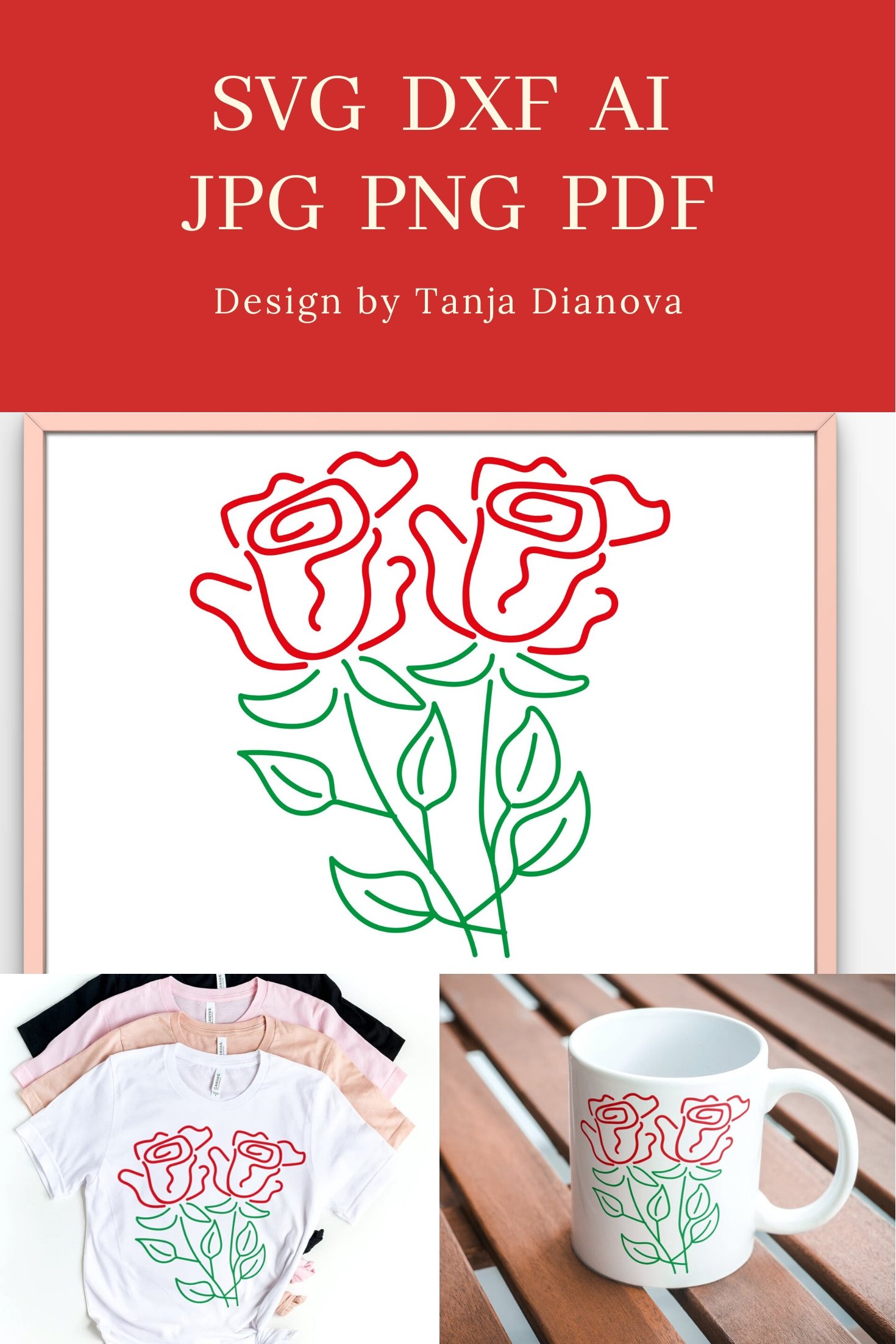Flowers svg Two Roses svg (573776)